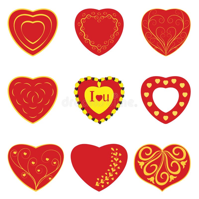 Set of Hearts with Patterns Stock Vector - Illustration of design ...