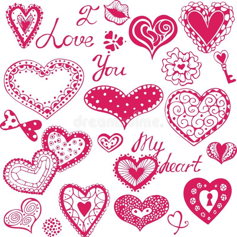 Set of hearts stock vector. Illustration of couple, ornament - 56076468