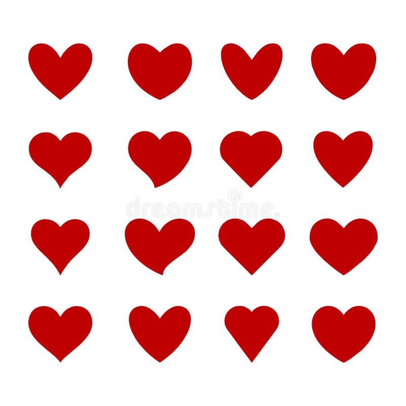 Set of Hearts in Red Color, Red Heart, Love Set Vector Stock Vector ...