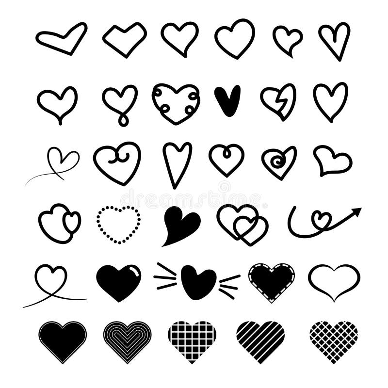 Set of Hearts with Various Styles Vector Illustration Stock ...