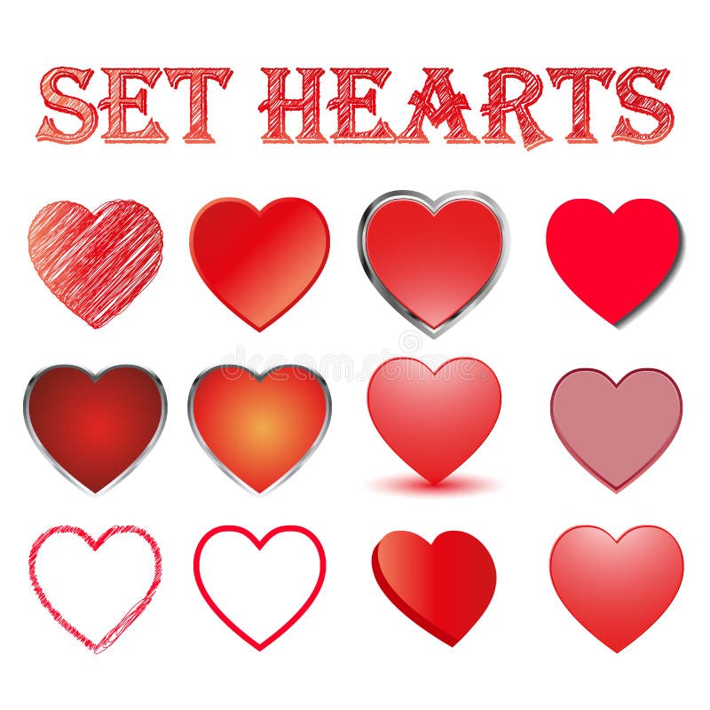 Set Of Decorative Hearts In Different Styles. Stock Vector ...