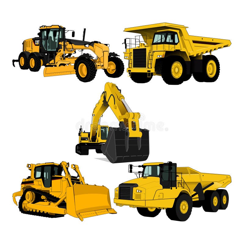 Set of Heavy Equipment Construction Machinery Logo Stock Vector ...