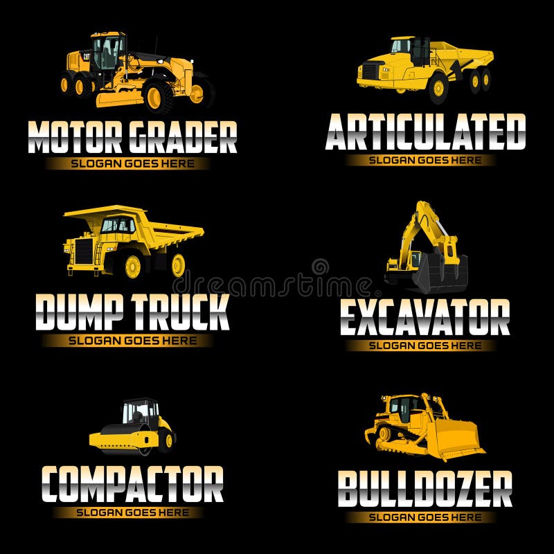 Set of Heavy Equipment Construction Machinery Logo Stock Vector ...