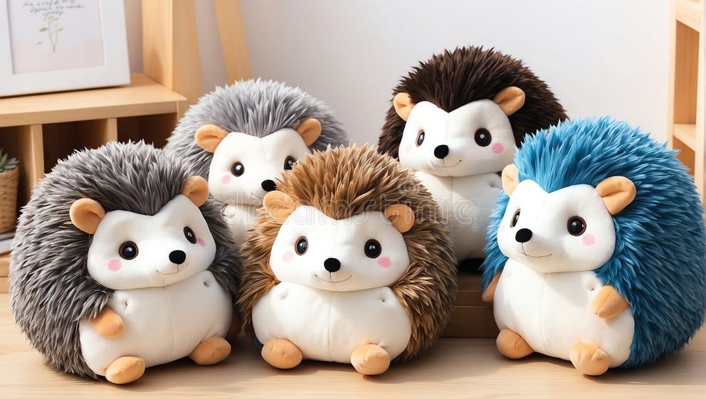 Set of Hedgehog Plush Dolls Stuffed Ai Generated Stock Illustration ...