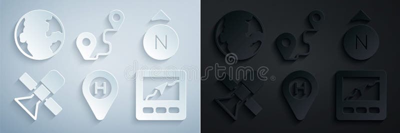 Set Compass, Satellite, Glasses, Microscope, Molecule, Computer Monitor with Keyboard and Mouse ...