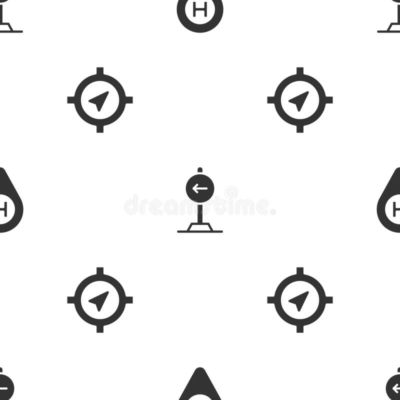 Set Helicopter Landing Pad, Traffic Sign Turn Left and Compass on ...