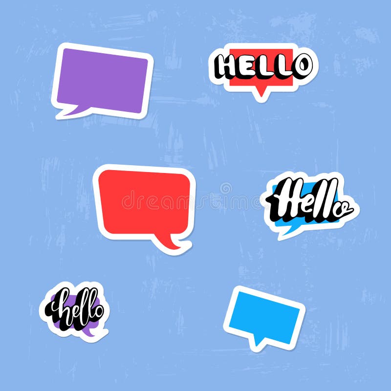 Set of Hello Stickers for Banner. Vector Illustration. Stock Vector ...