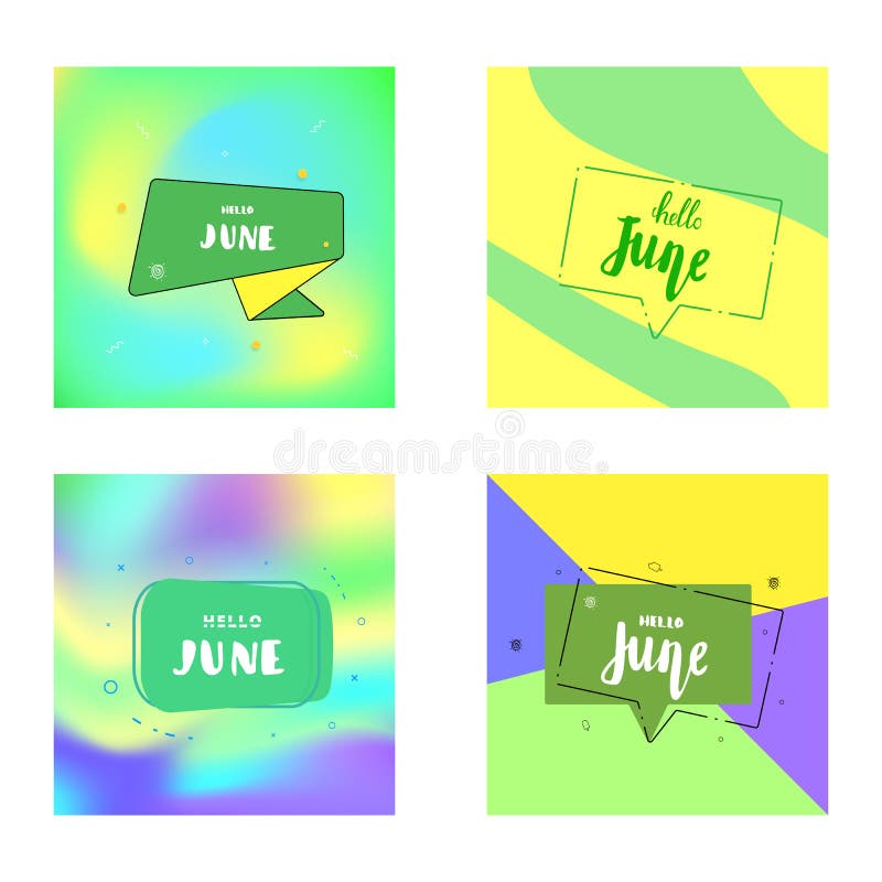 Hello June Banners. Vector Illustration. Stock Vector - Illustration of ...