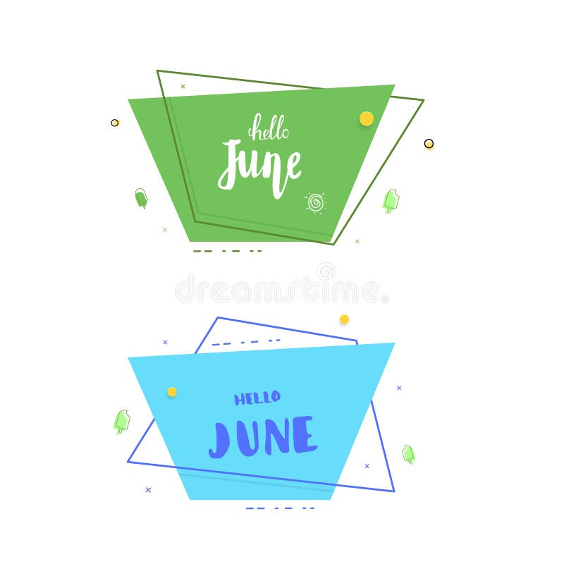 Hello June Banner. Vector Illustration. Stock Vector - Illustration of ...