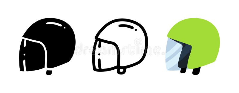 Set of Helmet Cartoon Doodle, Vector. Stock Vector - Illustration of ...