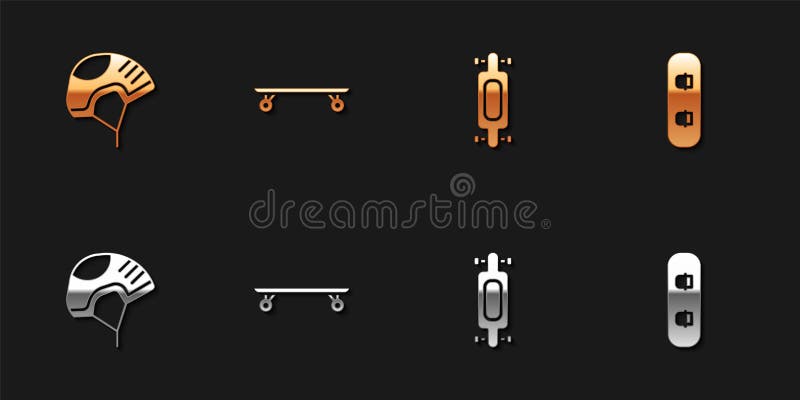 Set Helmet, Longboard or Skateboard, and Snowboard Icon. Vector Stock ...