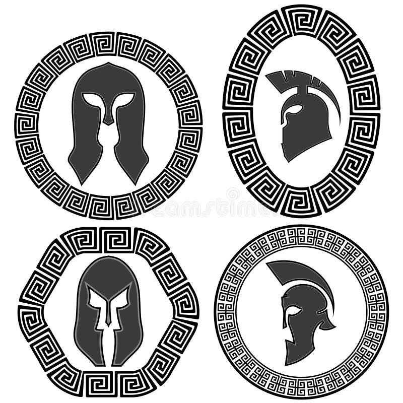 Greek helmet stock vector. Illustration of circle, icon - 45347970