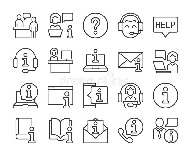 Set of Help Desk Line Icons. Vector Illustration. Editable Stroke ...