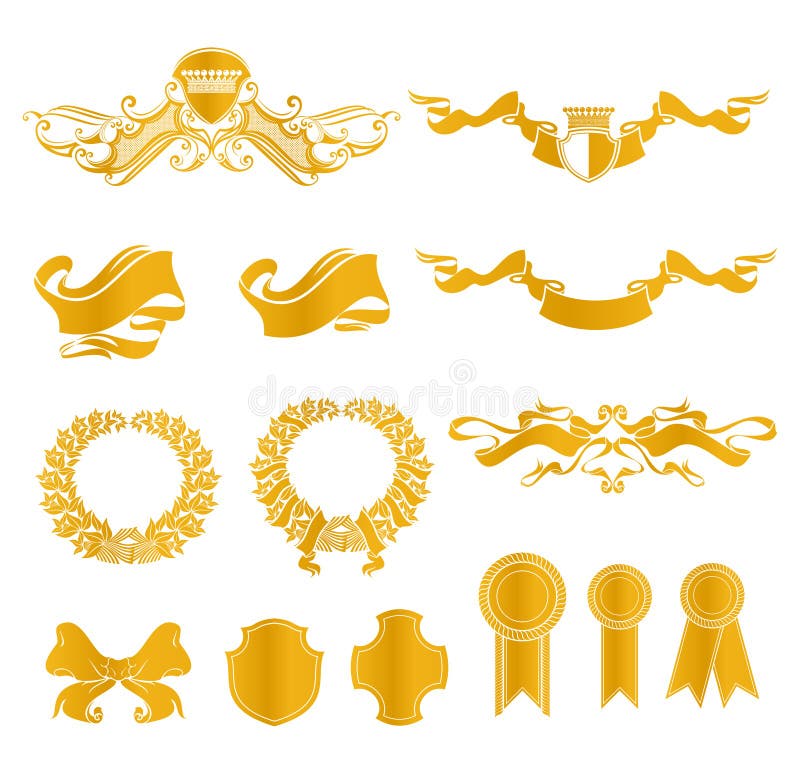 Heraldic Elements Set 1 stock vector. Illustration of nobility - 68158748