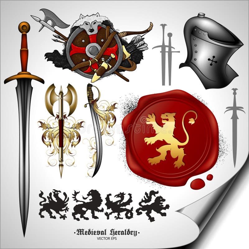 Heraldic elements various stock vector. Illustration of heraldic - 27808068