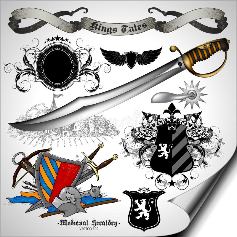 Heraldic elements various stock vector. Illustration of heraldic - 27808068