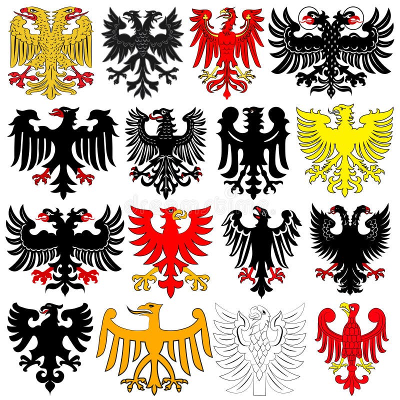 Set of Heraldic German Eagles Stock Vector - Illustration of head ...