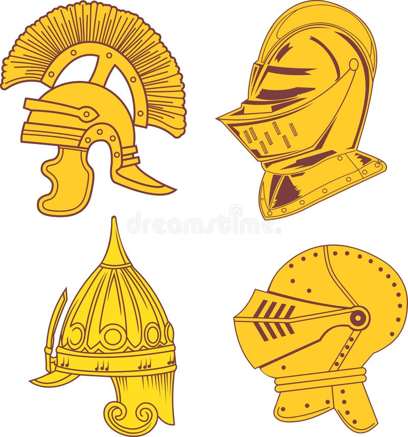 Set of Heraldic Helmets - Medieval, Ancient, Oriental Stock Vector ...