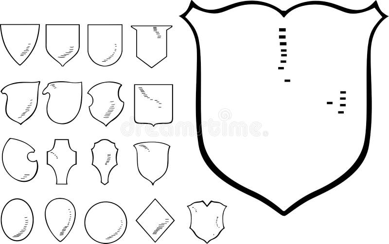 Set of Heraldic Shield Shapes Stock Vector - Illustration of field ...