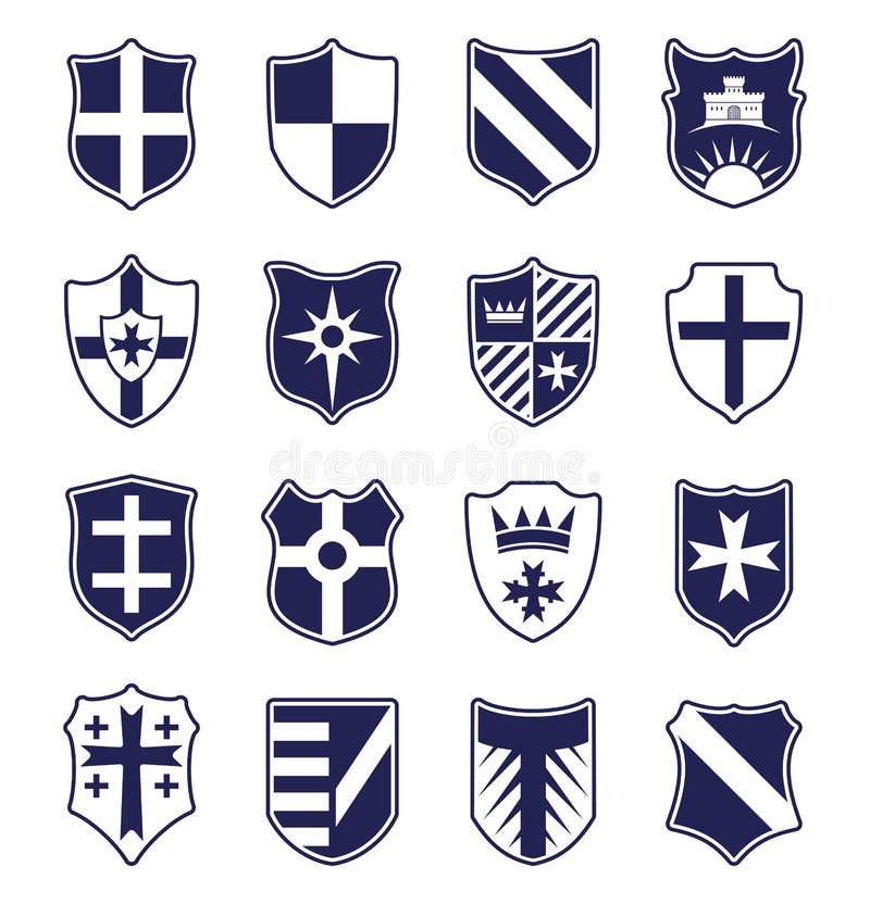 Set of heraldic shields stock vector. Illustration of victorian - 16030171