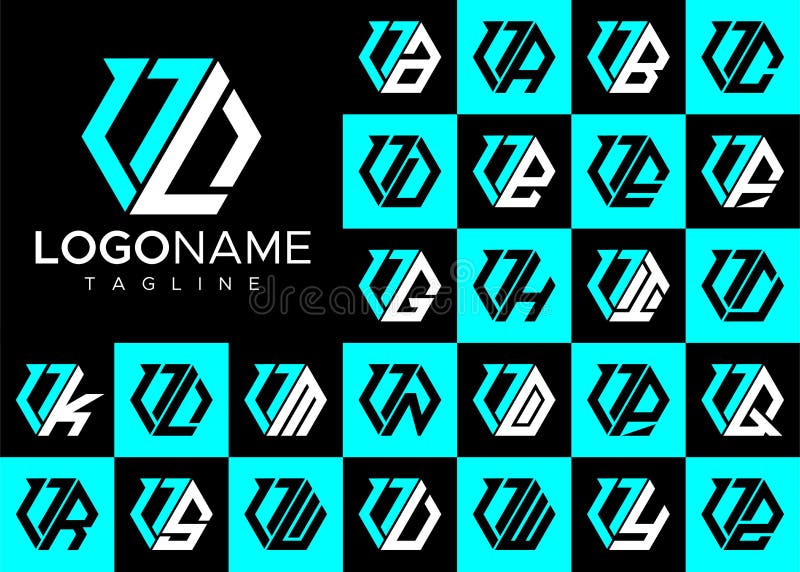 Set of Hexagon L Letter Logo Design. Modern Letter L Logo Template ...