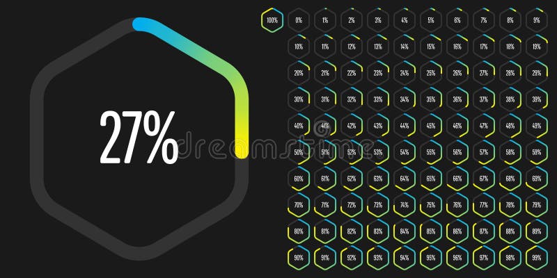 Set of Hexagon Percentage Diagrams from 0 To 100 Stock Vector ...