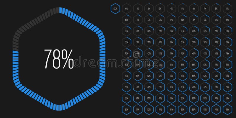 Set of Hexagon Percentage Diagrams from 0 To 100 Stock Vector ...