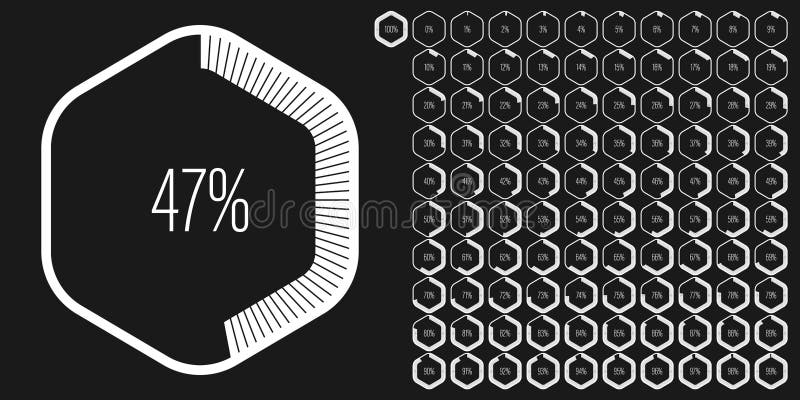 Set of Hexagon Percentage Diagrams from 0 To 100 Stock Vector ...