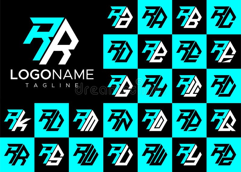 Set of Hexagon R Letter Logo Design. Modern Letter R Logo Template ...