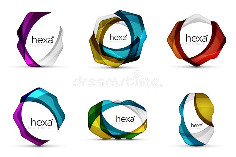 Set of Hexagon Shape Business Emblems Stock Vector - Illustration of ...