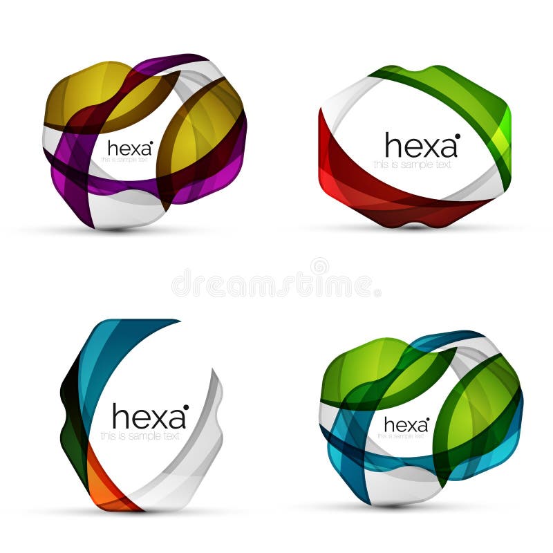 Set of Hexagon Shape Business Emblems Stock Vector - Illustration of ...