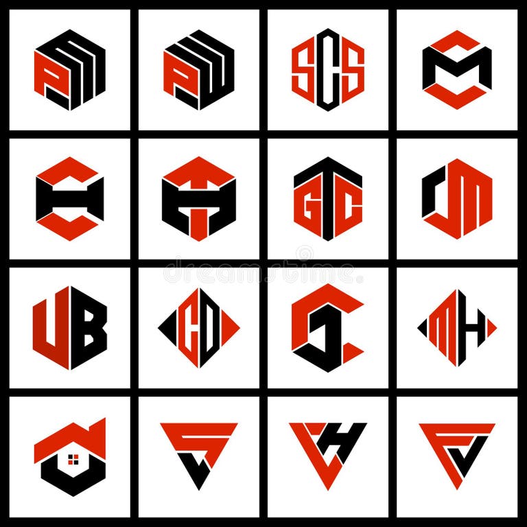 Set of Hexagon Simple Logo Icon Design Vector. Stock Vector ...