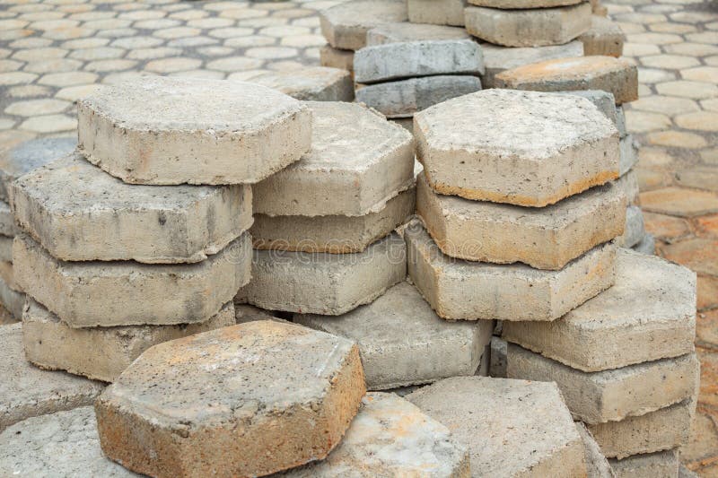 A Set of Hexagonal Concrete Blocks Stacked. Stock Image - Image of ...