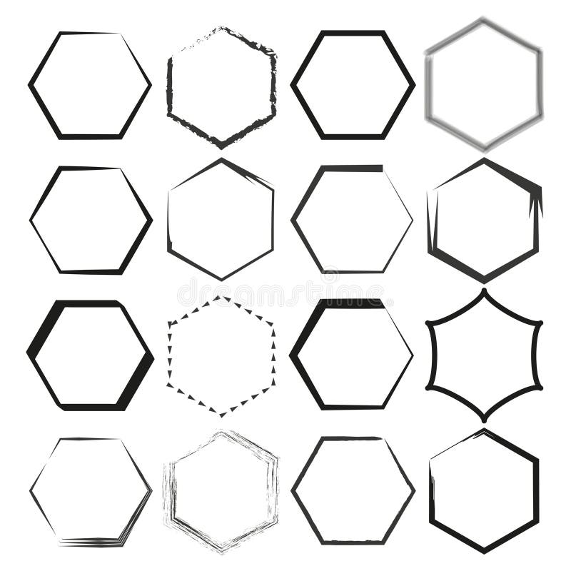 Set of Hexagonal Outline Shapes. Geometric Design Elements. Abstract ...
