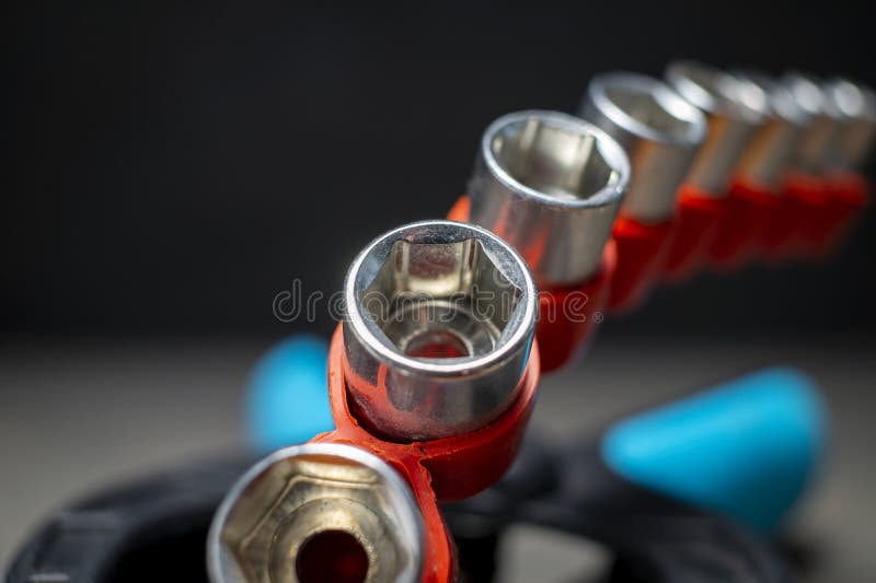 Set of Socket Spanners with Ratchet Handle Stock Image - Image of ...