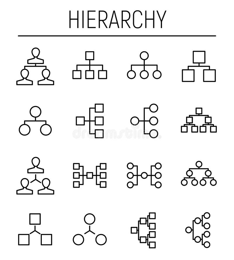 Set of Hierarchy Icons in Modern Thin Line Style. Stock Illustration ...