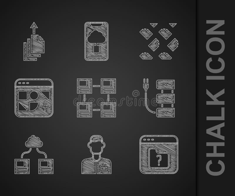 Set Server, Cloud Technology Data Transfer, Data Analysis and Search Concept with Folder Icon ...