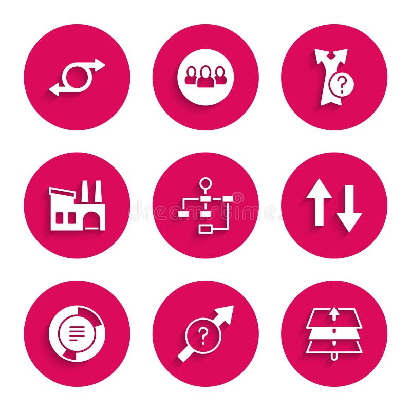 Set Hierarchy Organogram Chart, Arrow, Layers, Pie Infographic, Factory ...