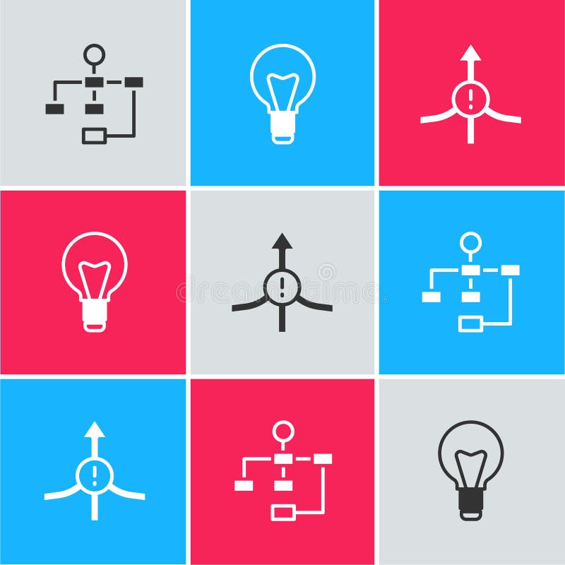 Set Hierarchy Organogram Chart, Light Bulb and Arrow Icon. Vector Stock ... Set Hierarchy Organogram Chart, Light Bulb and Arrow Icon. Vector Stock ...