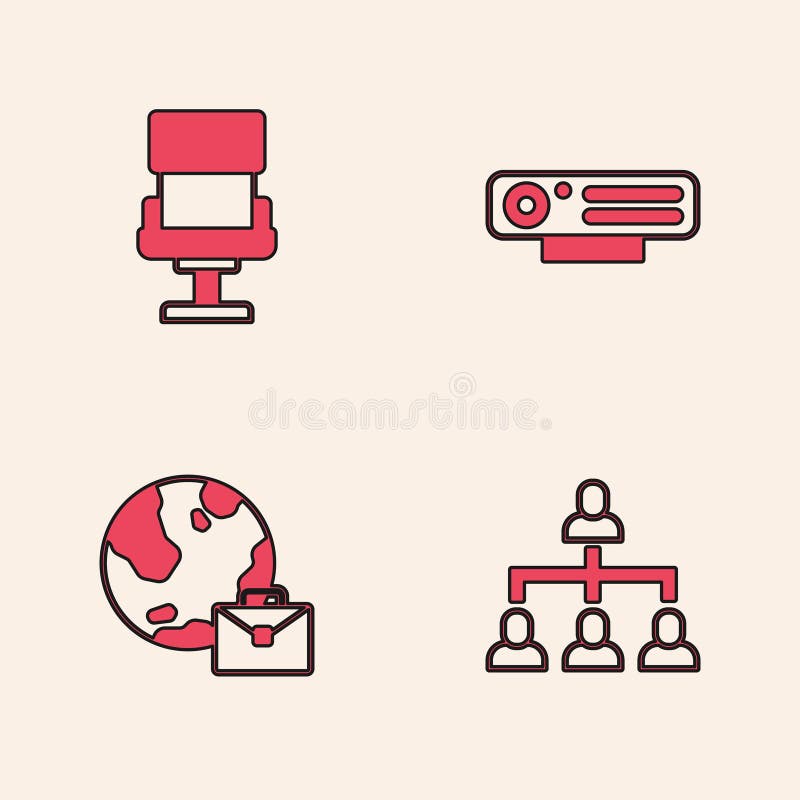 Set Hierarchy Organogram Chart, Office Chair, Web Camera and Online ...