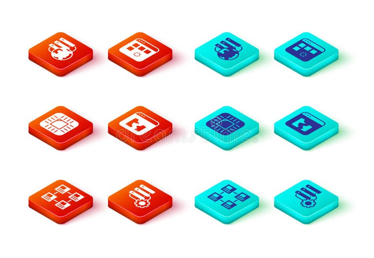 Set Hierarchy Organogram Chart, Server and Gear, Processor with CPU, Broken File, Loading Data ...