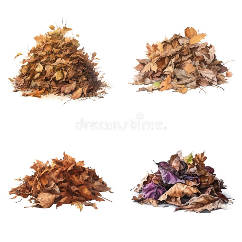 Set of a High Detailed Watercolor Element of Pile of Dead Leaf. Made ...