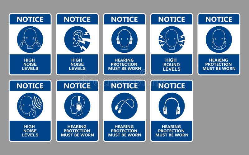 Set of High Noise Warning Sign Stock Vector - Illustration of duty ...