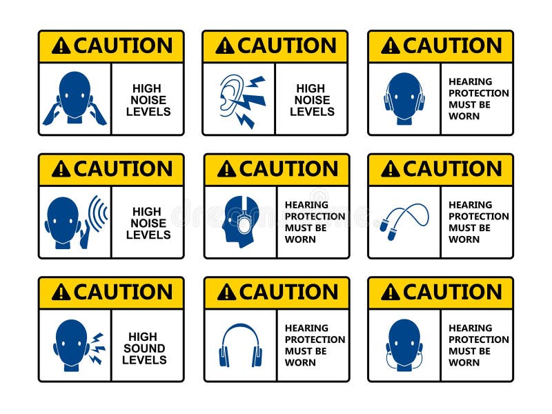 Set of High Noise Warning Sign Stock Vector - Illustration of ...