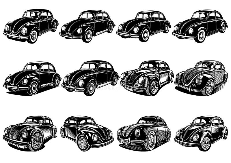 Volkswagen Beetle Car - Vector Illustration - Out Line Stock ...