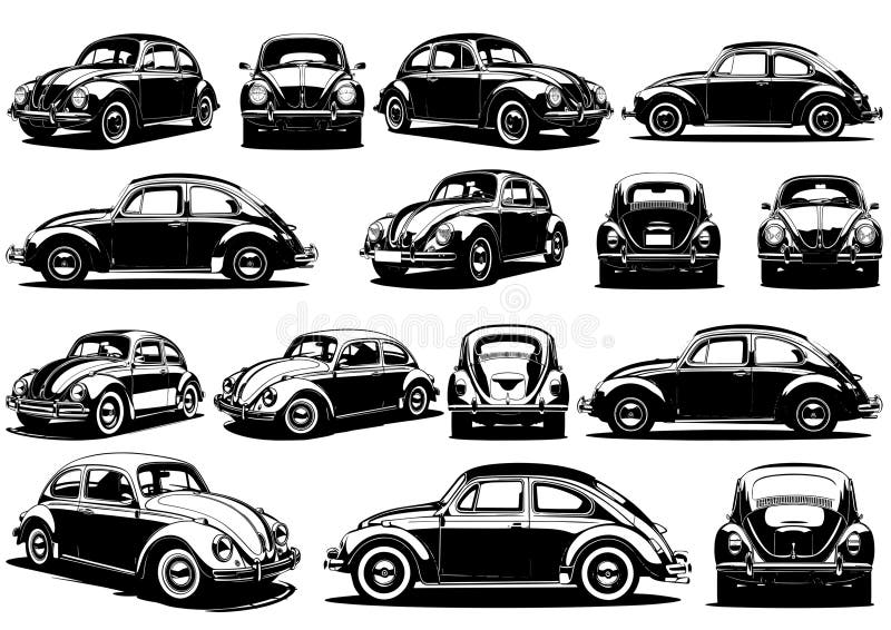 Volkswagen Beetle Car - Vector Illustration - Out Line Stock ...