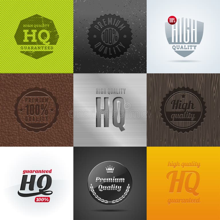 Set of High Quality Emblems and Signs Stock Vector - Illustration of ...