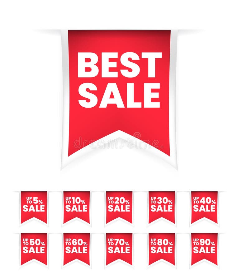 Set of High Quality Realistic Red Labels on White Background Stock ...