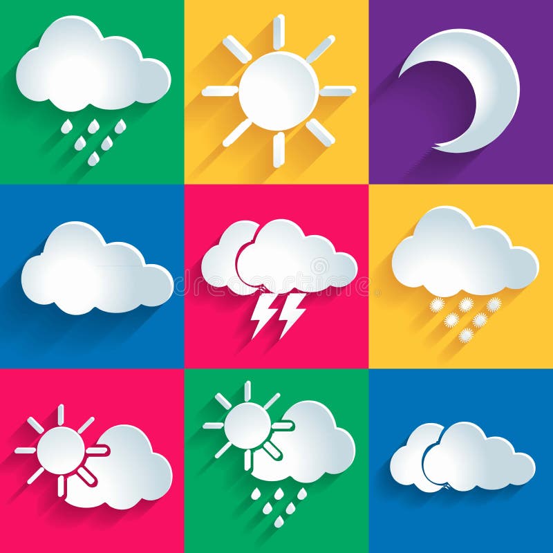 Set of 9 High Quality Weather Icons Stock Illustration - Illustration ...