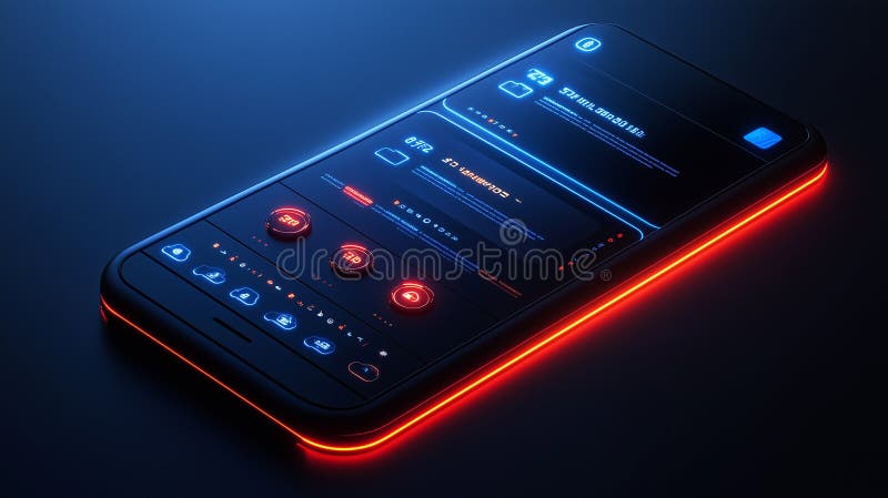 Futuristic Technology Interfaces and Smart Environments in Neon Style ...